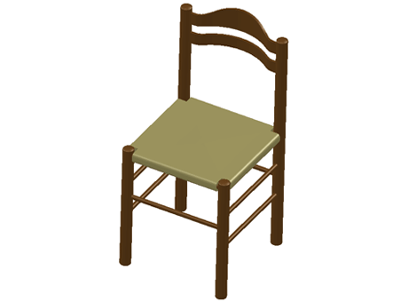 Wooden chair, seatting of straw BIM OBJECT: free BIM file downloads e.g ...