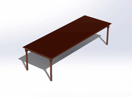 Wooden table, 280 cm x 100 cm x 73 cm BIM OBJECT: free BIM file ...